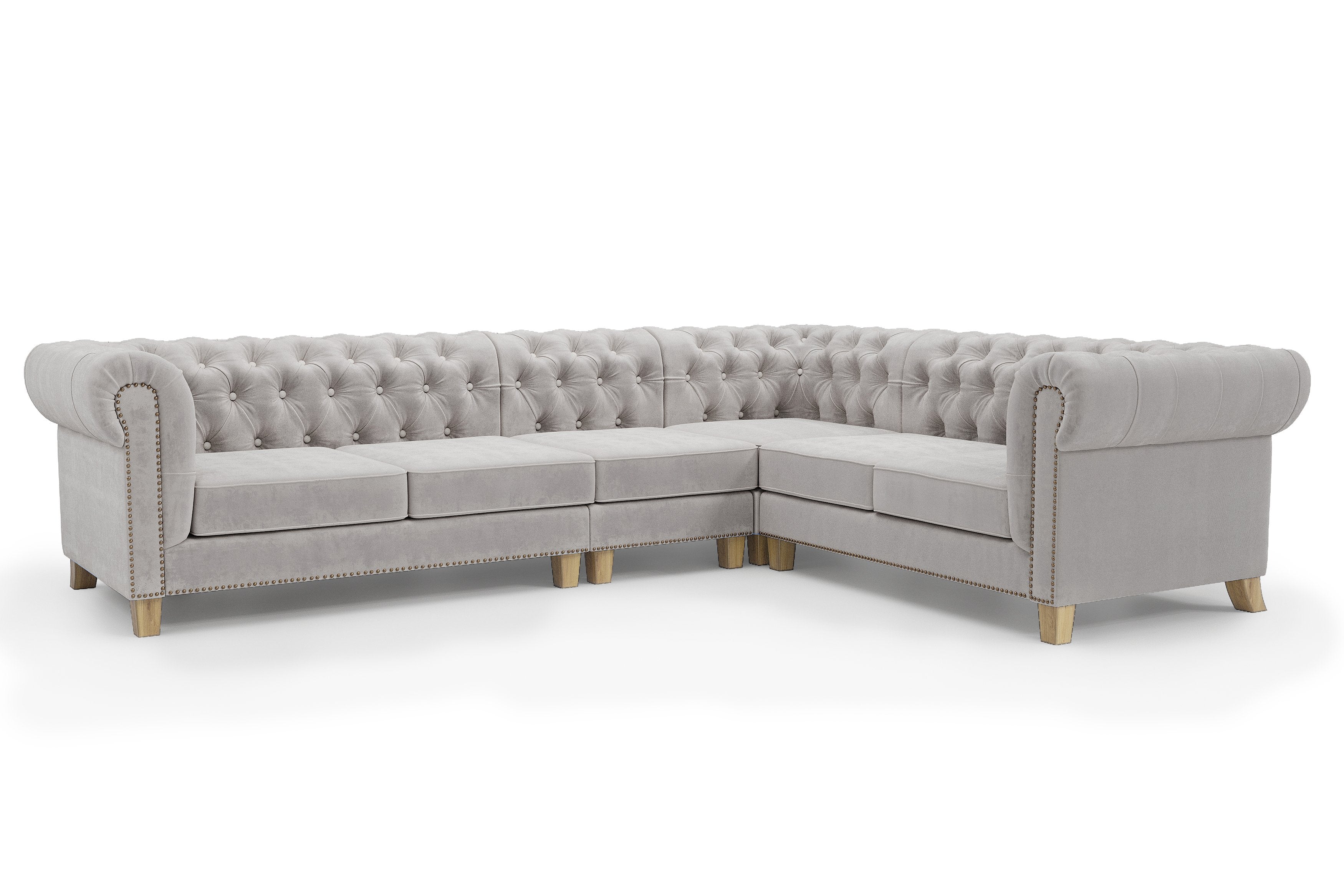 Buy Paris Chesterfield Corner Sofa Velvet Beige Pre Order 8-12 Weeks ...